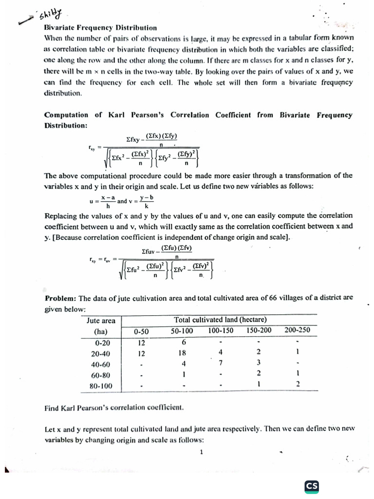 Bivariate Frequency Distribution | PDF