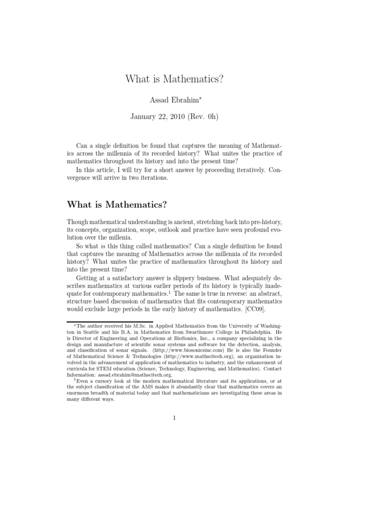 Ebrahim What Is Mathematics | PDF