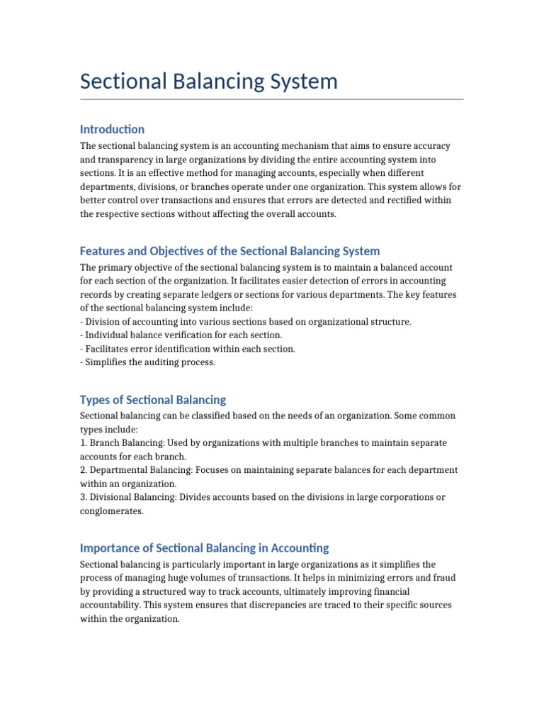 Sectional Balancing System Assignment | PDF