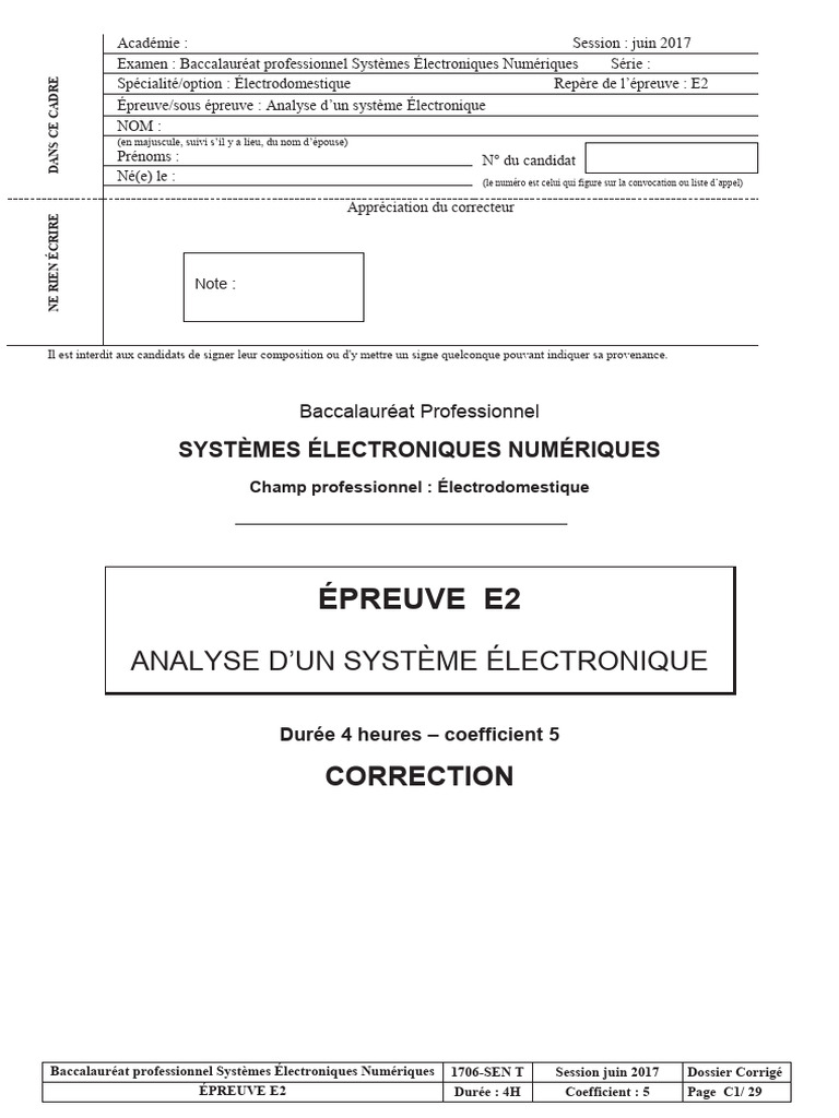 8987 Epreuve E2 Bac Pro Sen Ed Corrige VF | PDF