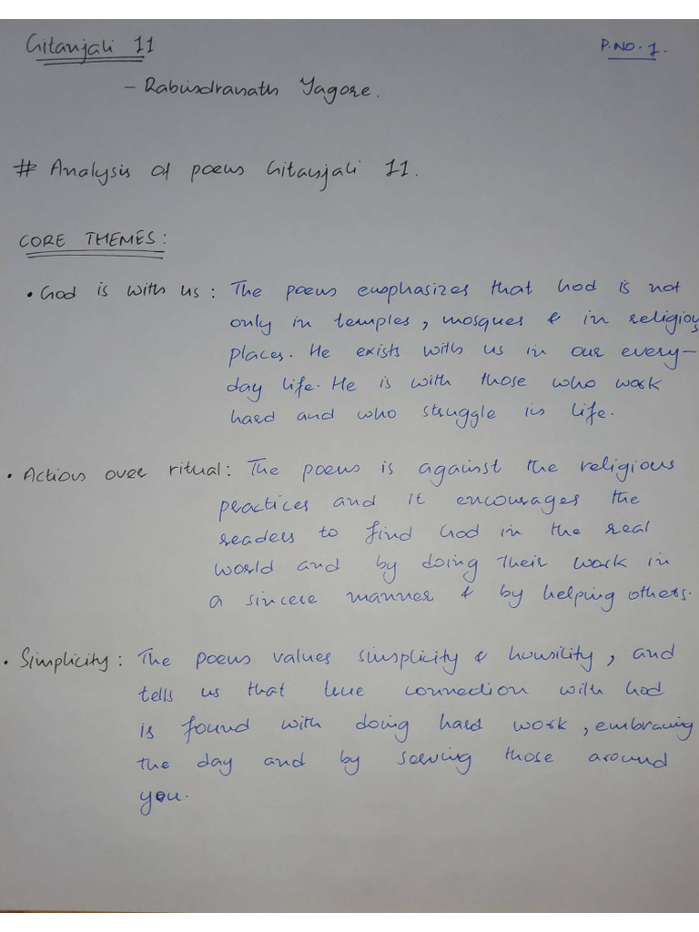 Analysis of Gitanjali 11 | PDF