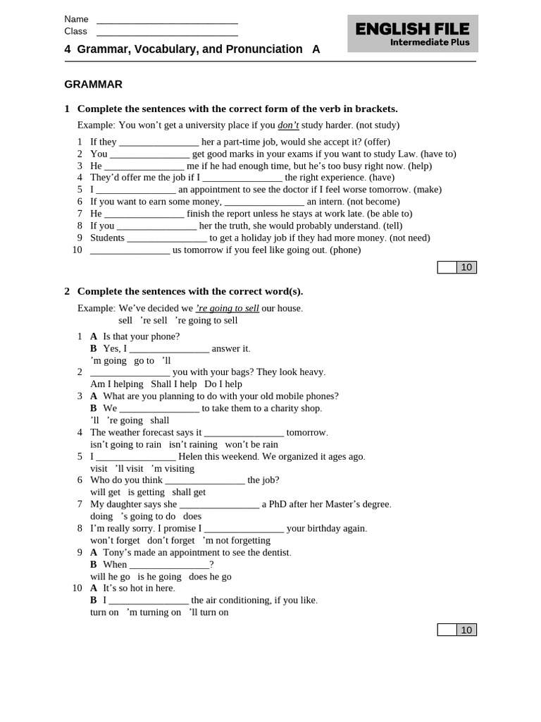 EIC 4 - Practice Exercises - Unit 4 | PDF