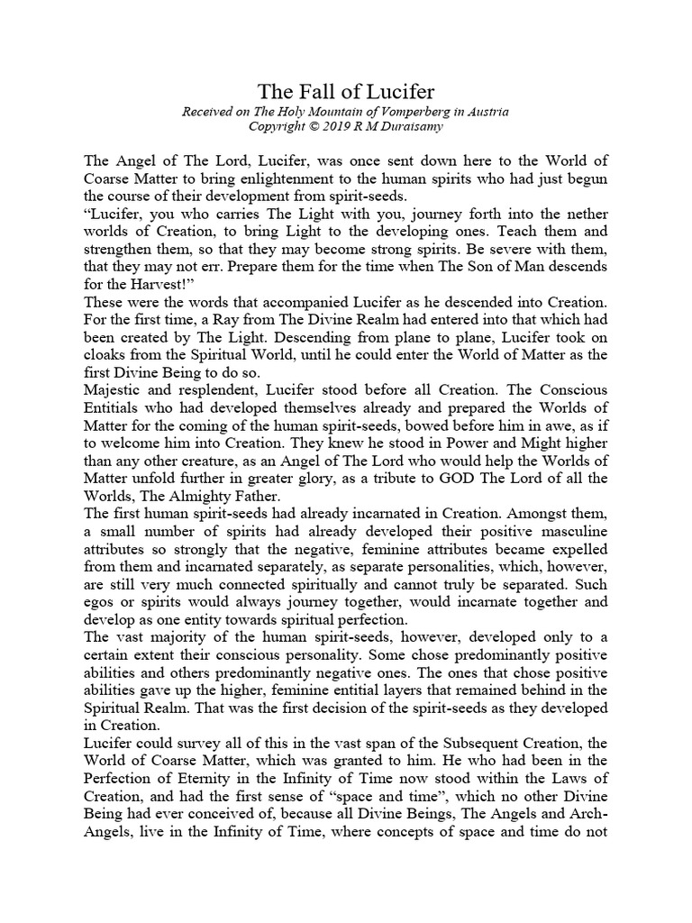 The Fall of Lucifer | PDF