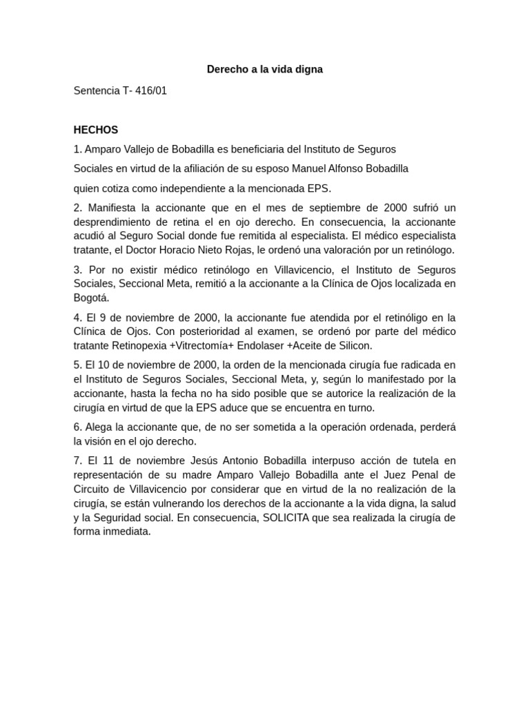 Derecho a la vida digna | PDF