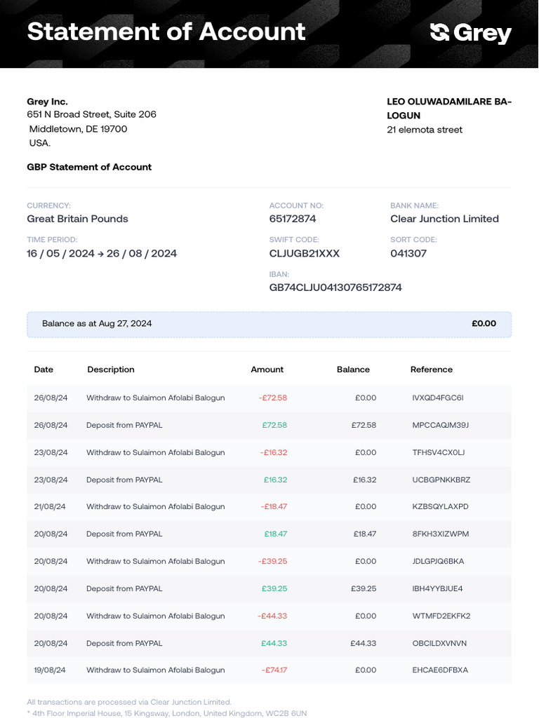 Grey GBP E-Statement | PDF