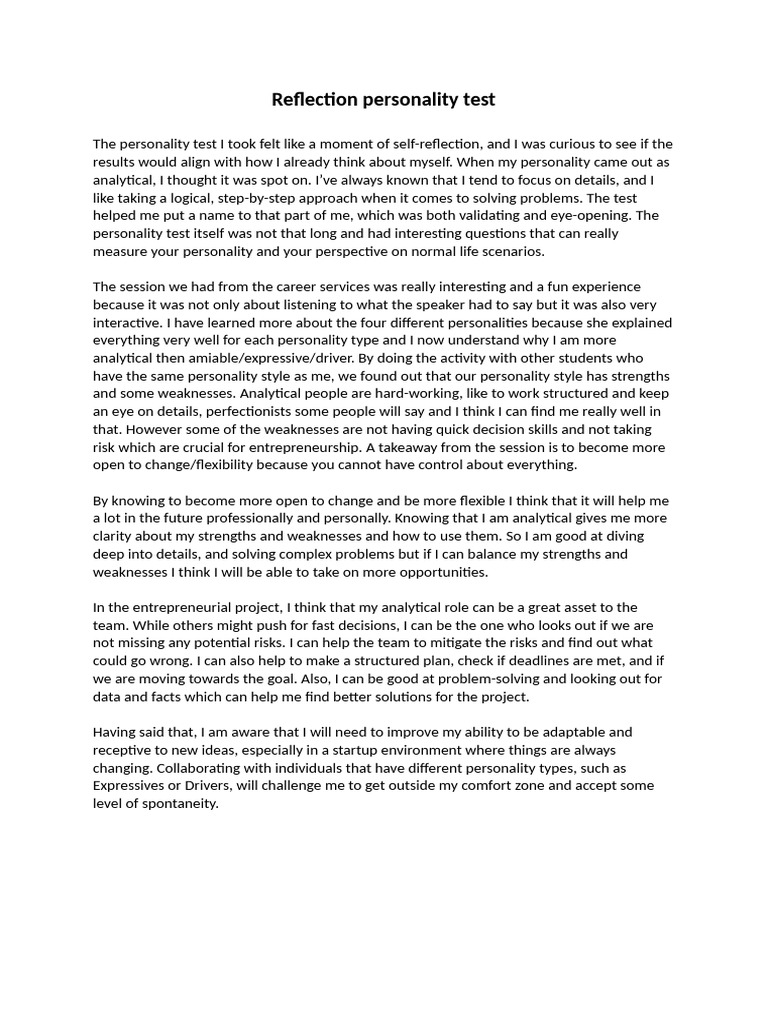Reflection Personality Test | PDF