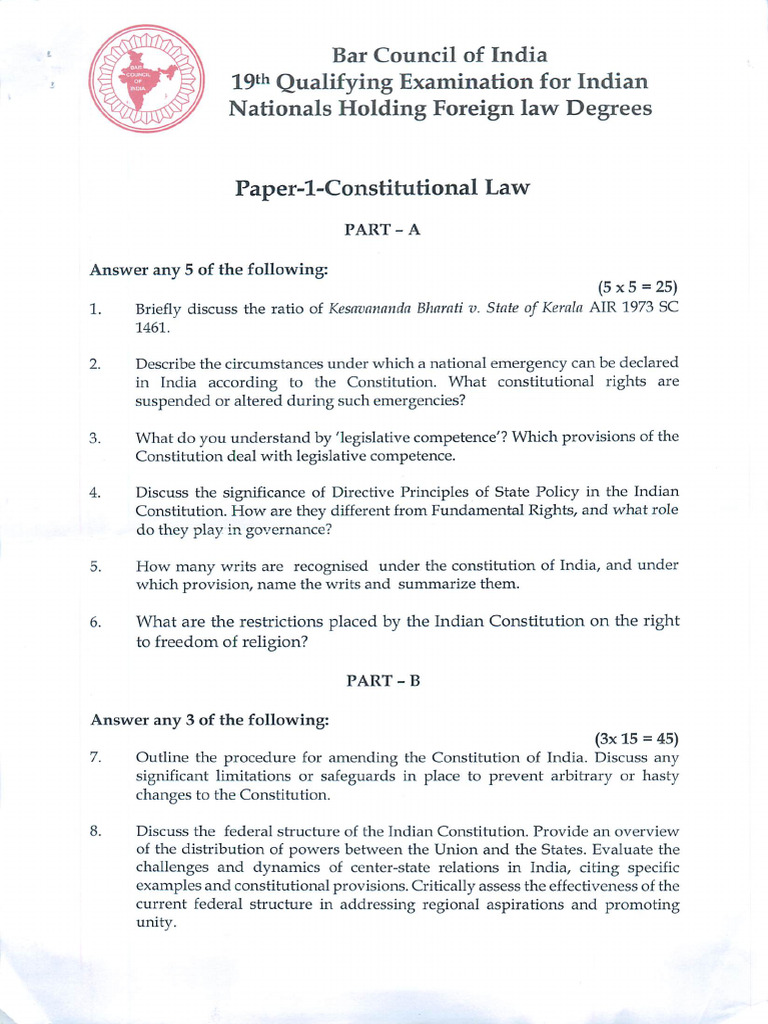 Paper-1-Constitutional Law On 18 Dec, 2023 | PDF