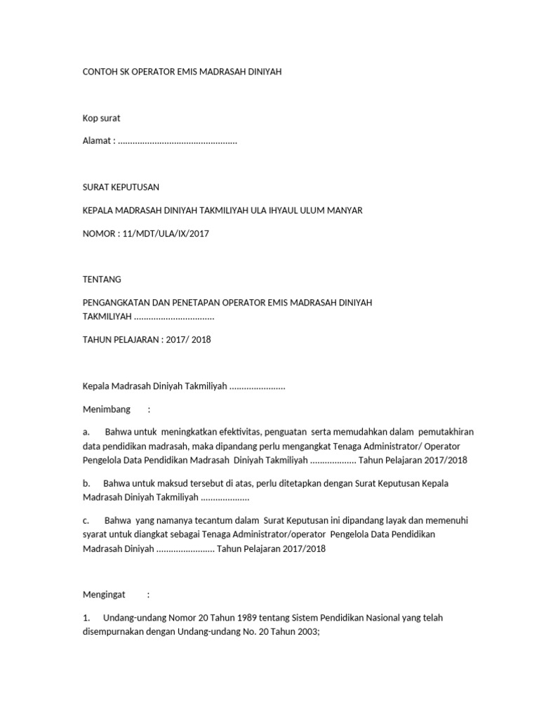 CONTOH SK OPERA-WPS Office | PDF