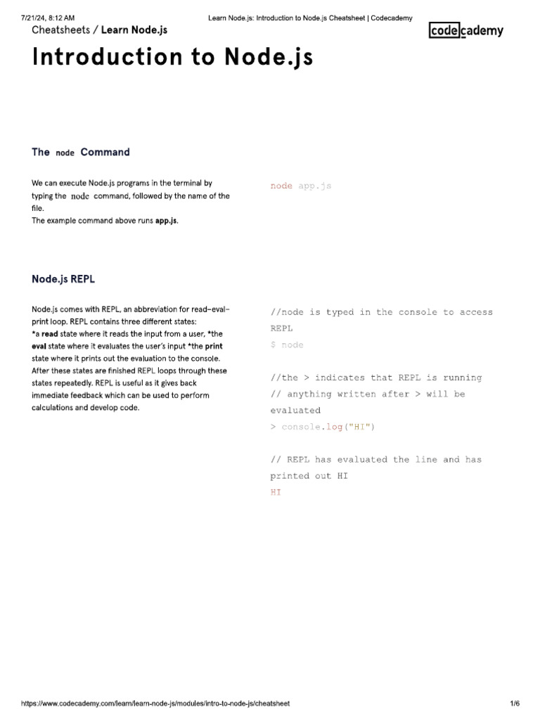NodeJs Cheetsheet1 | PDF