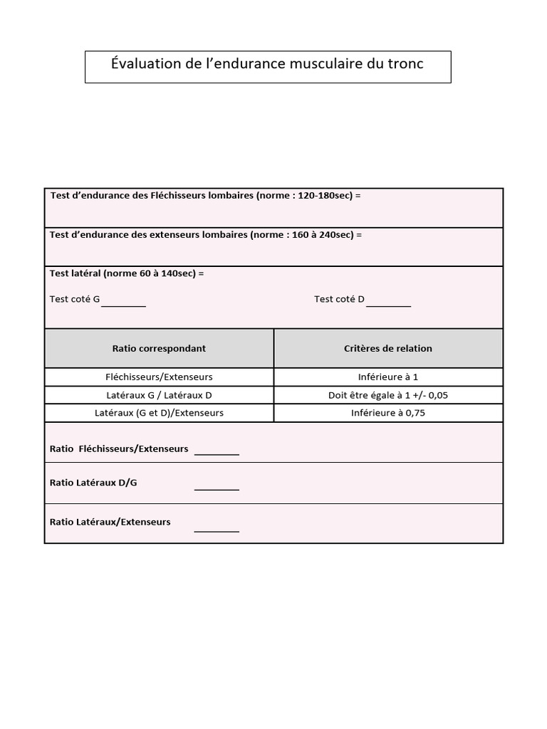 Fiche Eval Endurance | PDF