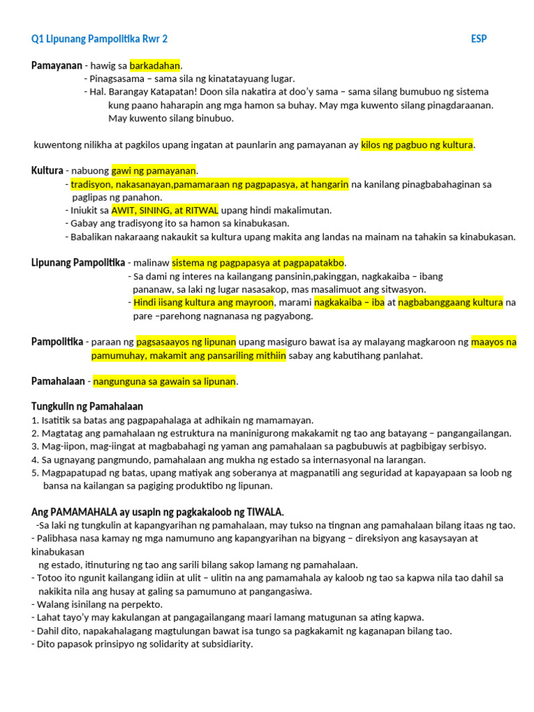 Q1 ESP Lipunang Politikal RWR 2 | PDF