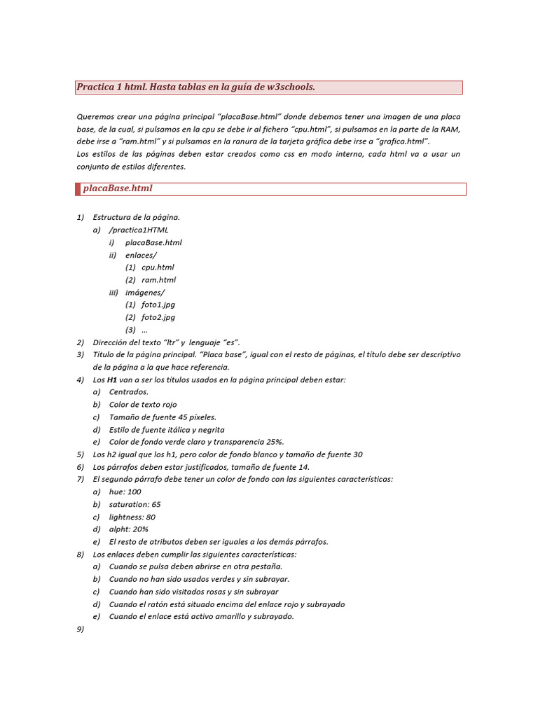 Practica 1 HTML | PDF