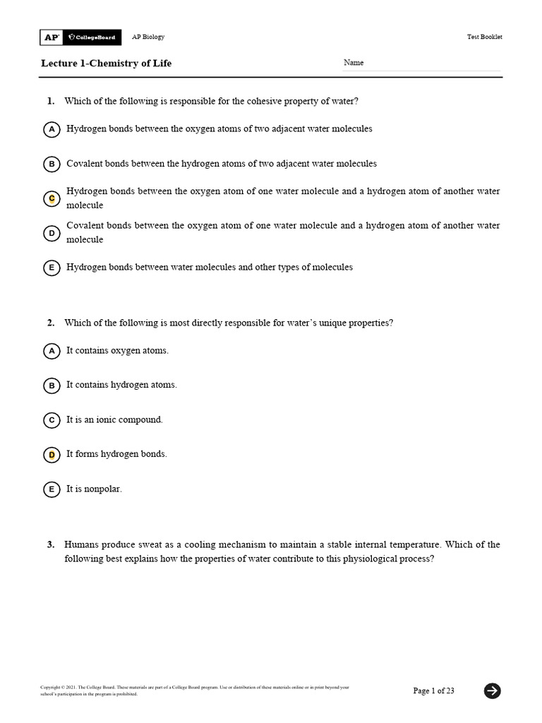 Chemistry of Life | PDF