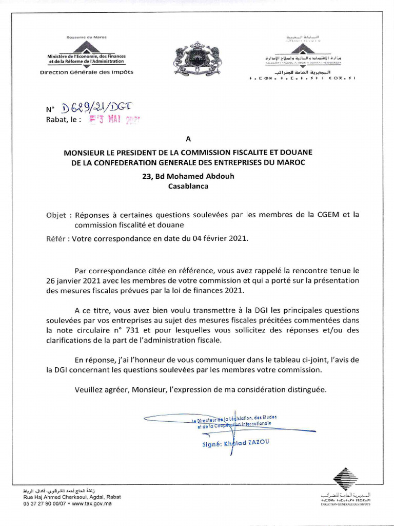 Reponse DGI 2021 | PDF