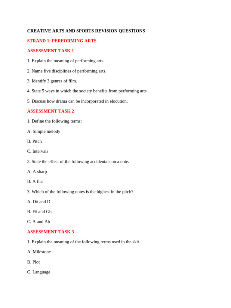 Creative Arts and Sports Grade 7 | PDF