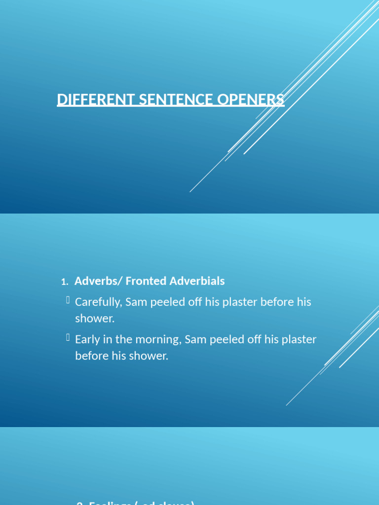 Different Sentence Openers PP | PDF