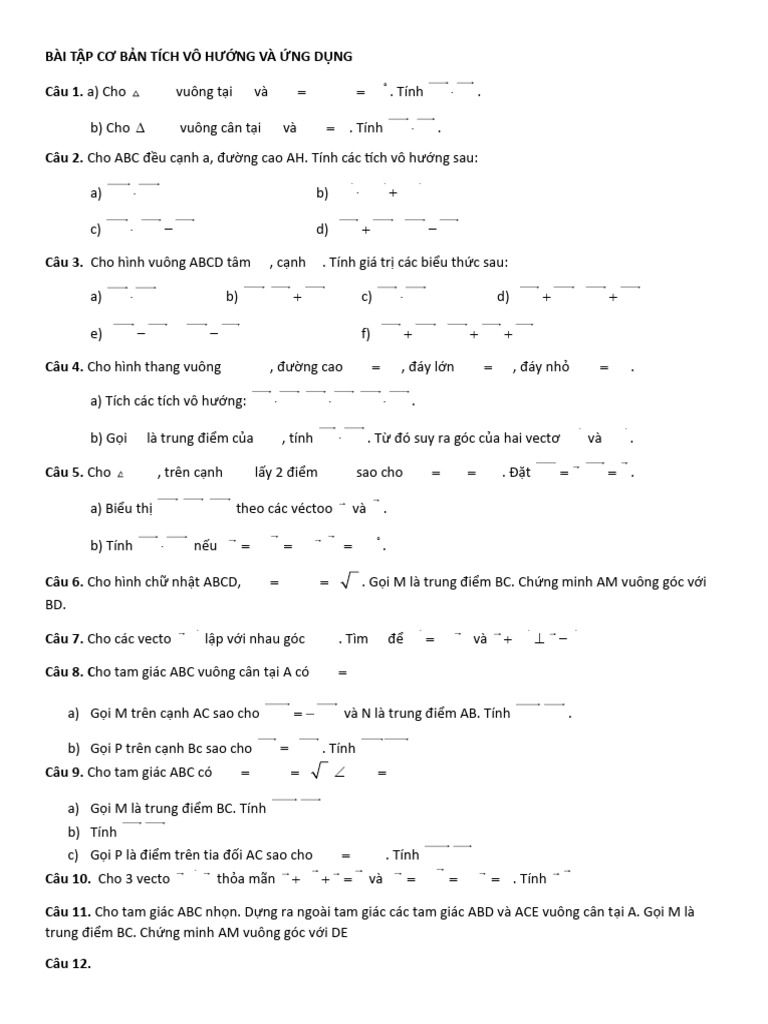 Bai Tap Co Ban Tich Vo Huong Va Ung Dung | PDF