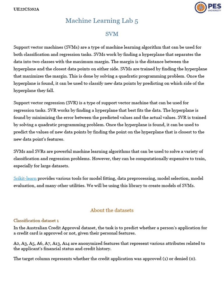 SVM Set 2 Instructions | PDF
