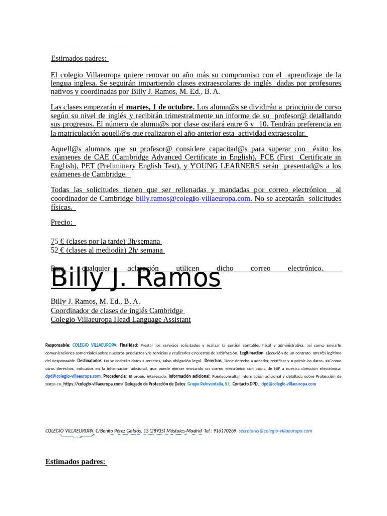 YLE - FCE - CAE Cambridge Sign Up Sheet 2024-2025 | PDF