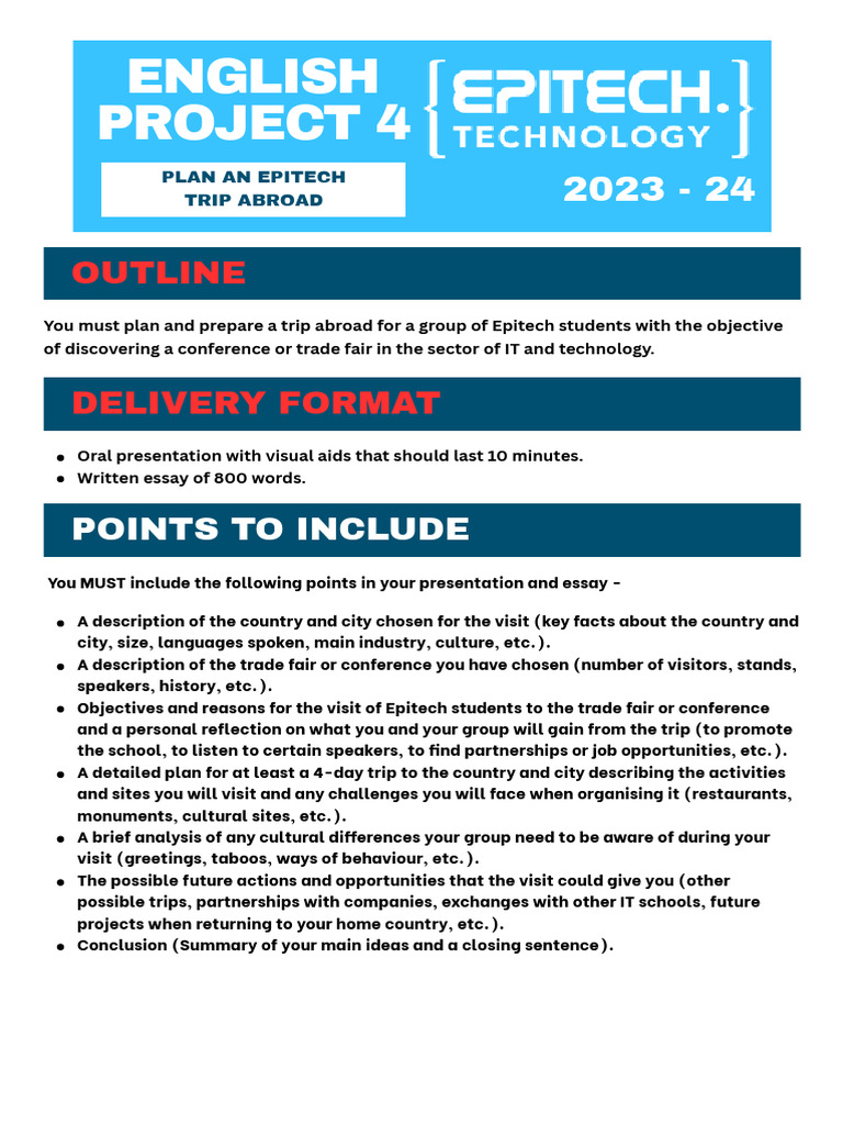 Project 4 Plan An Epitech Trip Abroad | PDF