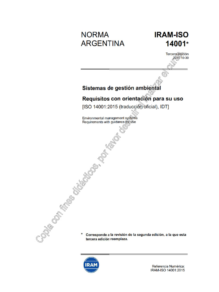 IRAM-IsO 14001 - 2015 Con Sello | PDF