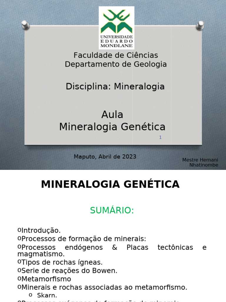 Aula - Mineralogia Genetica | PDF