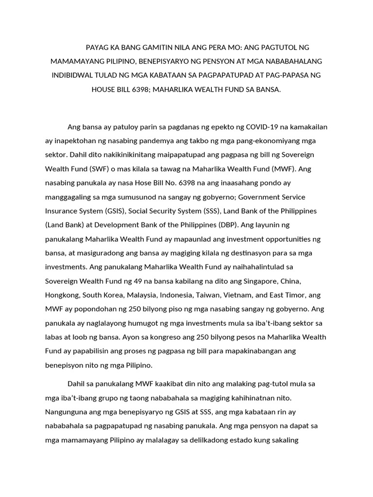 position paper tagalog | PDF