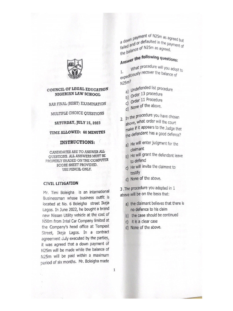 MCQ Resit 2023 | PDF