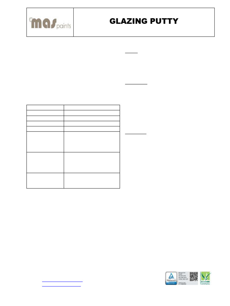 Glazing Putty Datasheet | PDF