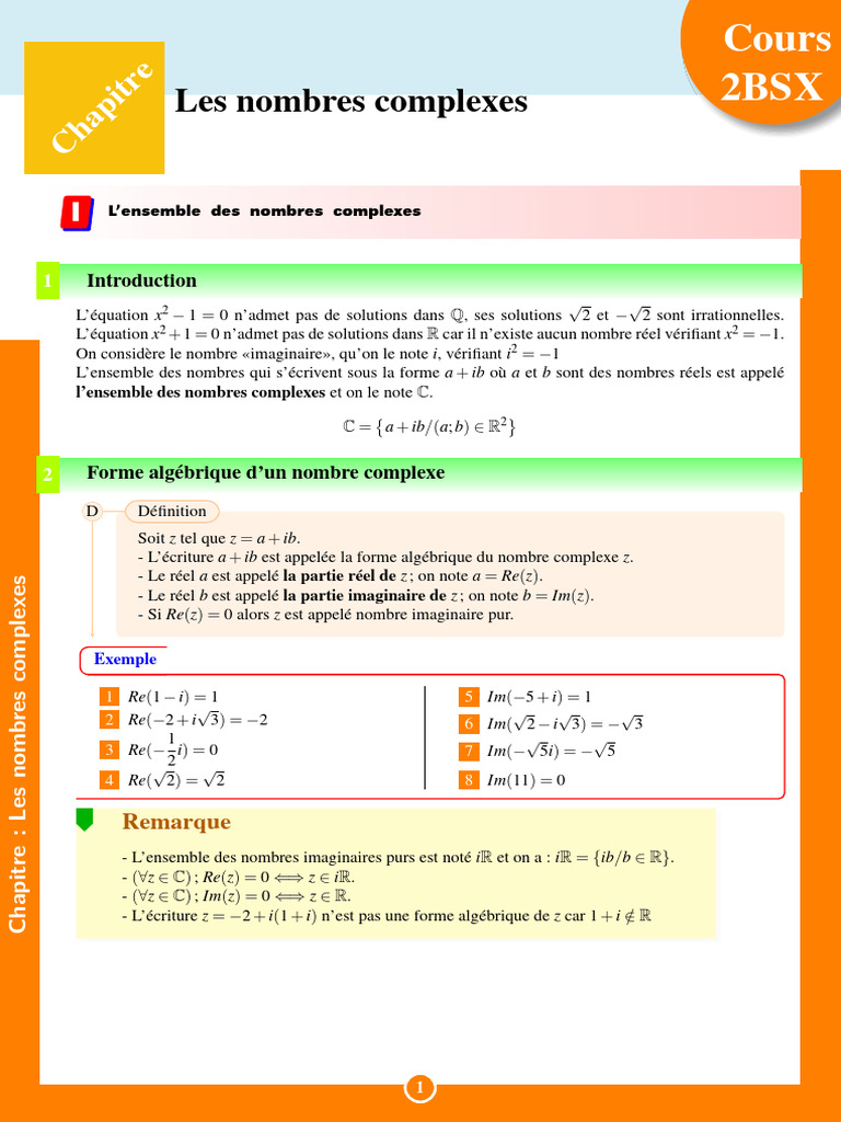 07 Nombres Complexes Cours Steinmaths | PDF