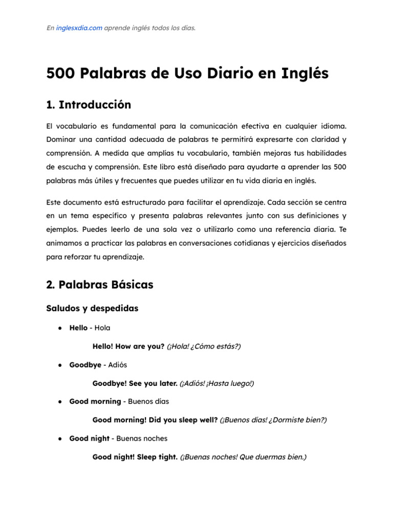 500 Palabras Uso Diario | PDF