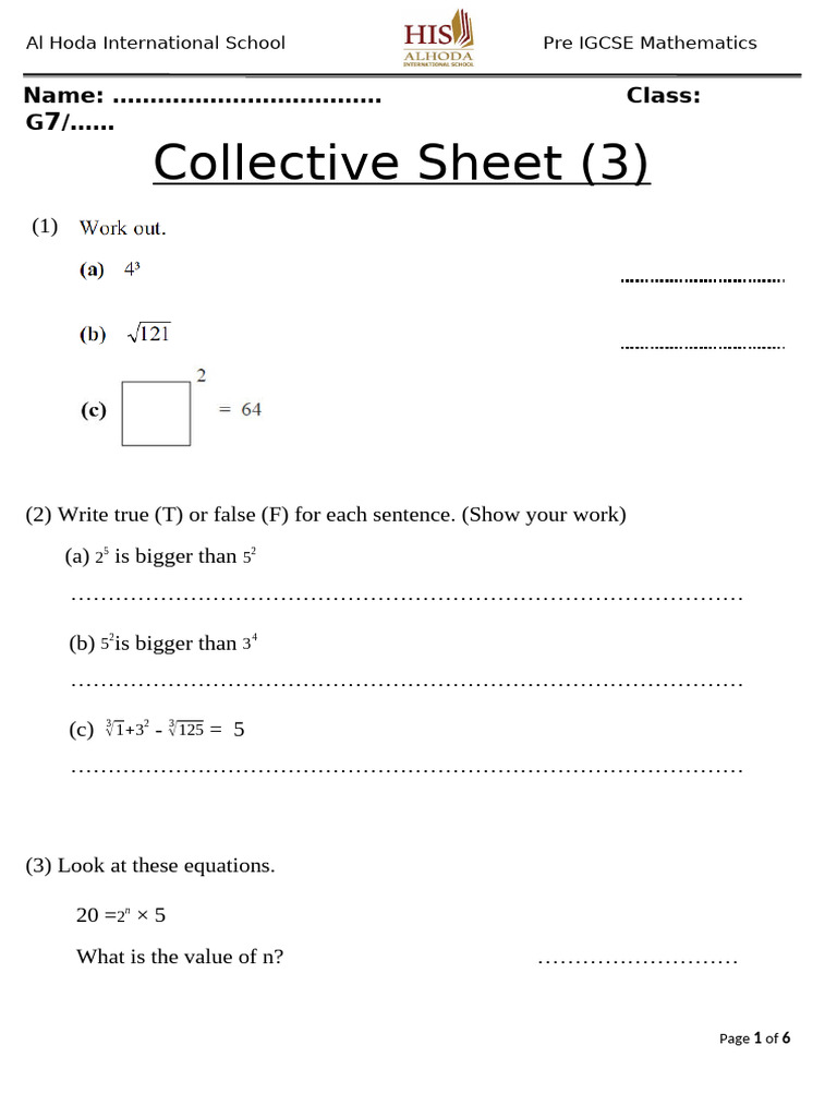 Y7 Collective+Sheet3 | PDF