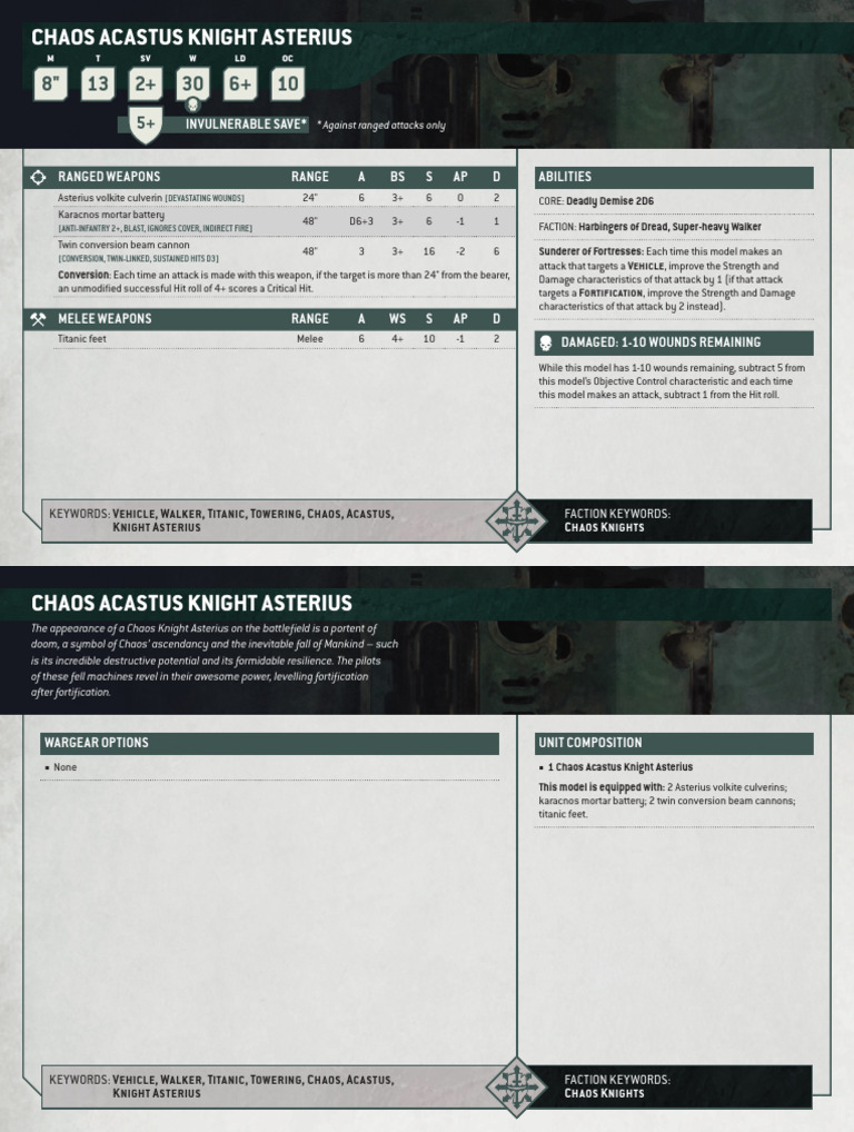 Chaos Acastus Knight Asterius | PDF