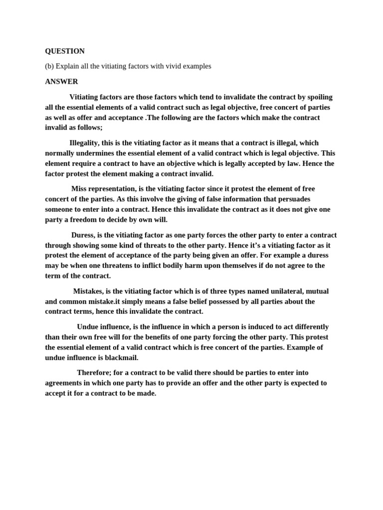 Vitiating Factors in Contract Law | PDF | Law