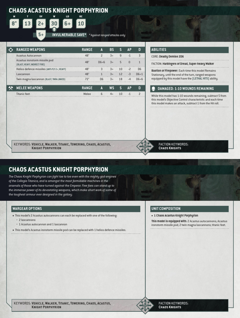 Chaos Acastus Knight Porphyrion | PDF