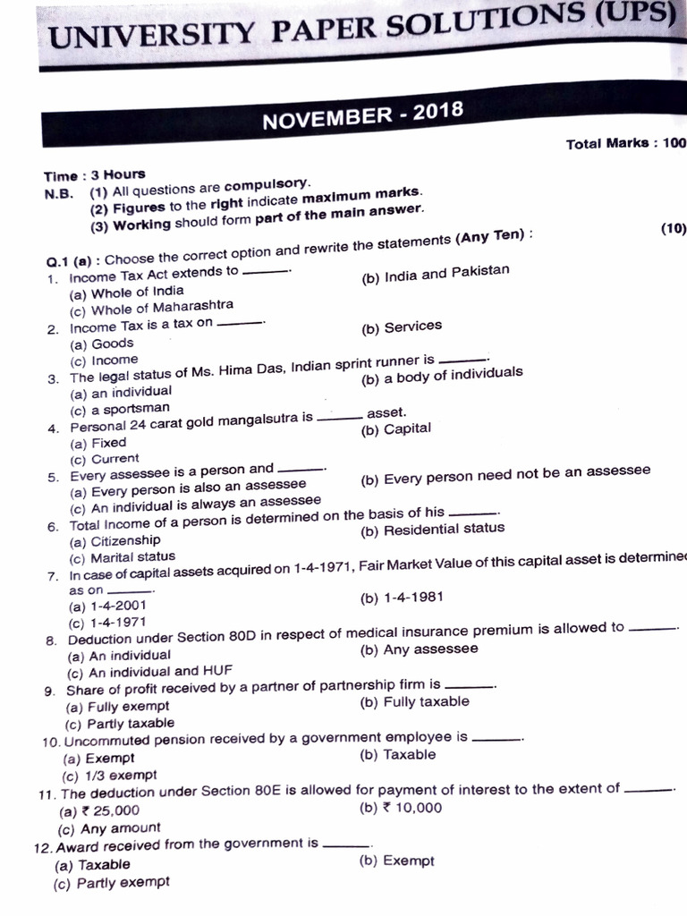 Tax Past Paper | PDF