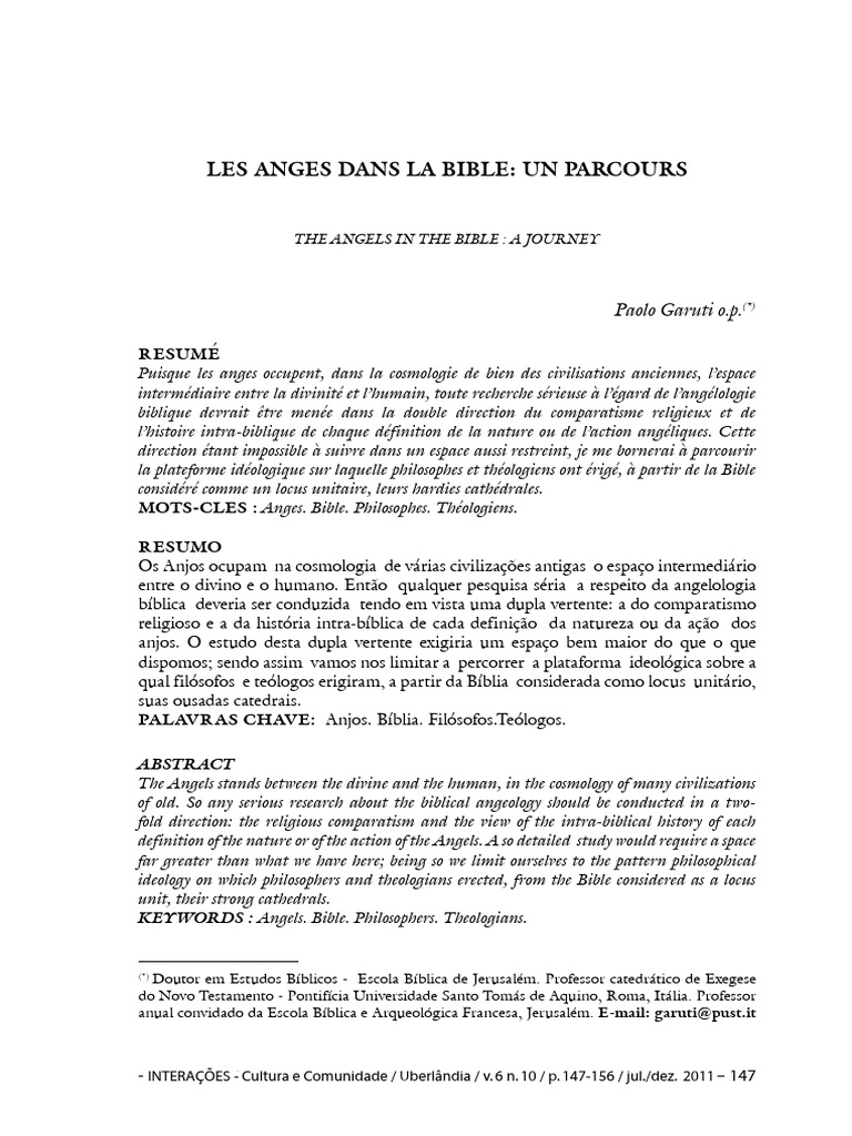 Les Anges Dans La Bible Un Parcours | PDF