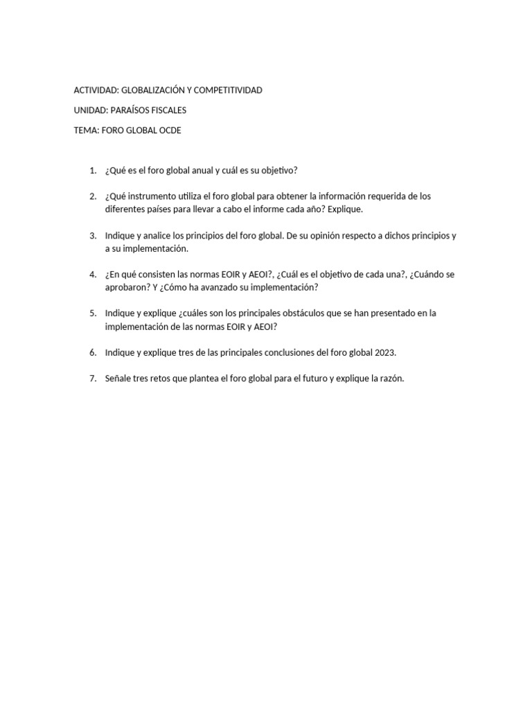 Actividad Foro Global_OCDE | PDF