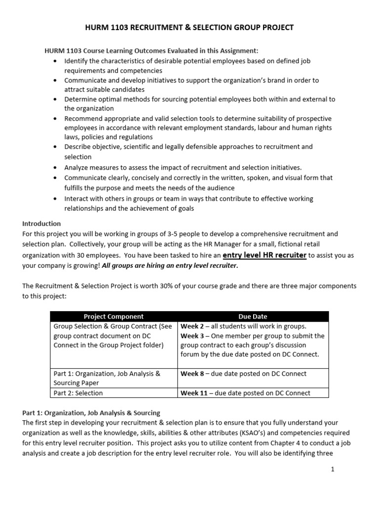 HURM 1103 Group Project Instructions Winter 2024 | PDF