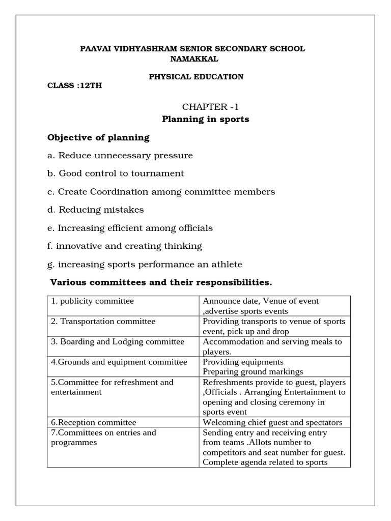 XII- PE Chapter wise notes | PDF