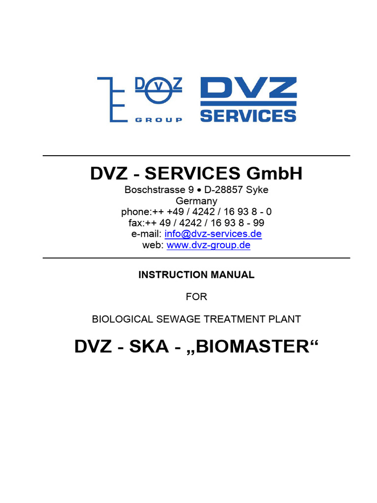 DVZ - SERVICES GMBH DVZ - SKA - BIOMASTER" - MS Engineering | PDF
