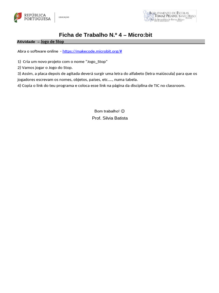 Ficha de Trabalho4 - Microbit | PDF
