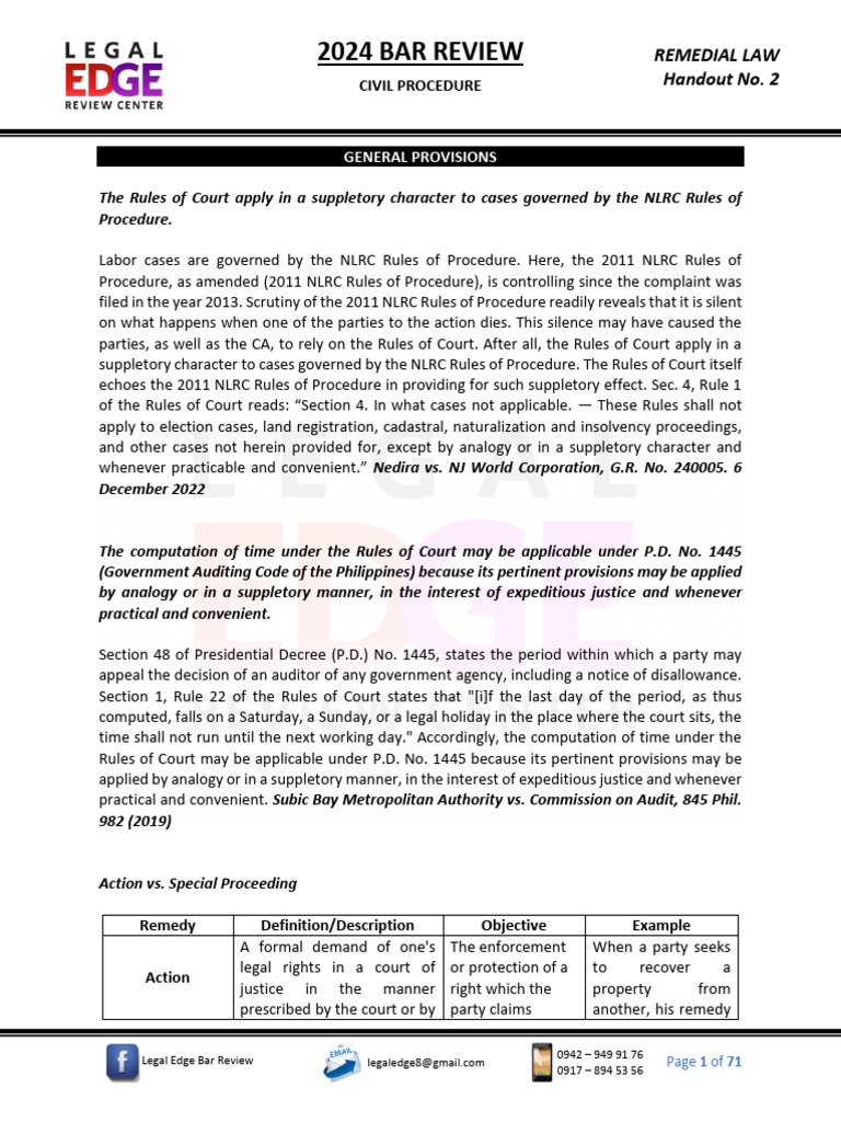 HO 2 - Remedial Law - Civil Procedure | PDF
