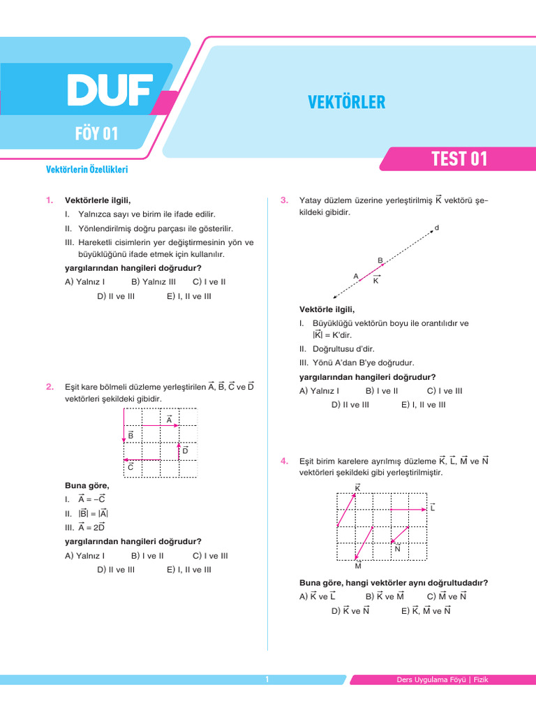 AYT Fizik - DUF - FÖY 1 - Ornek | PDF