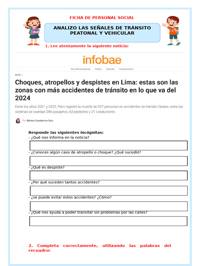 Ficha Ps Mier 4 Analizamos Señales de Transito 933623393 Yessenia ...