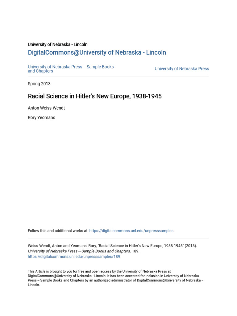 Racial Science in Hitlers New Europe 1938-1945 | PDF | Eugenics | Nazi ...