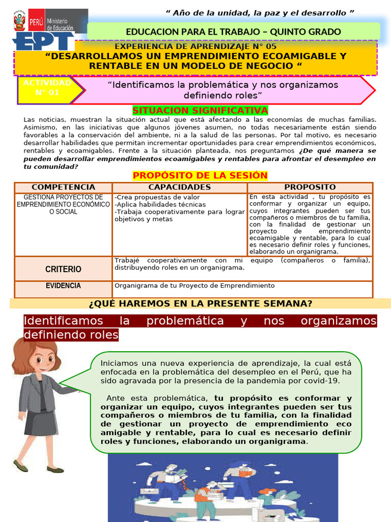 Experiencia de Aprendizaje #05 - Actividad #01 - 5to Grado - Ept | PDF