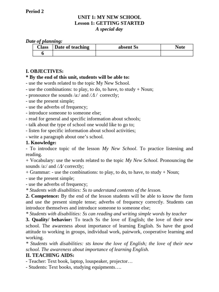 Unit 1 My new school Lesson 1 Getting started | PDF Unit 1 My new school Lesson 1 Getting started | PDF