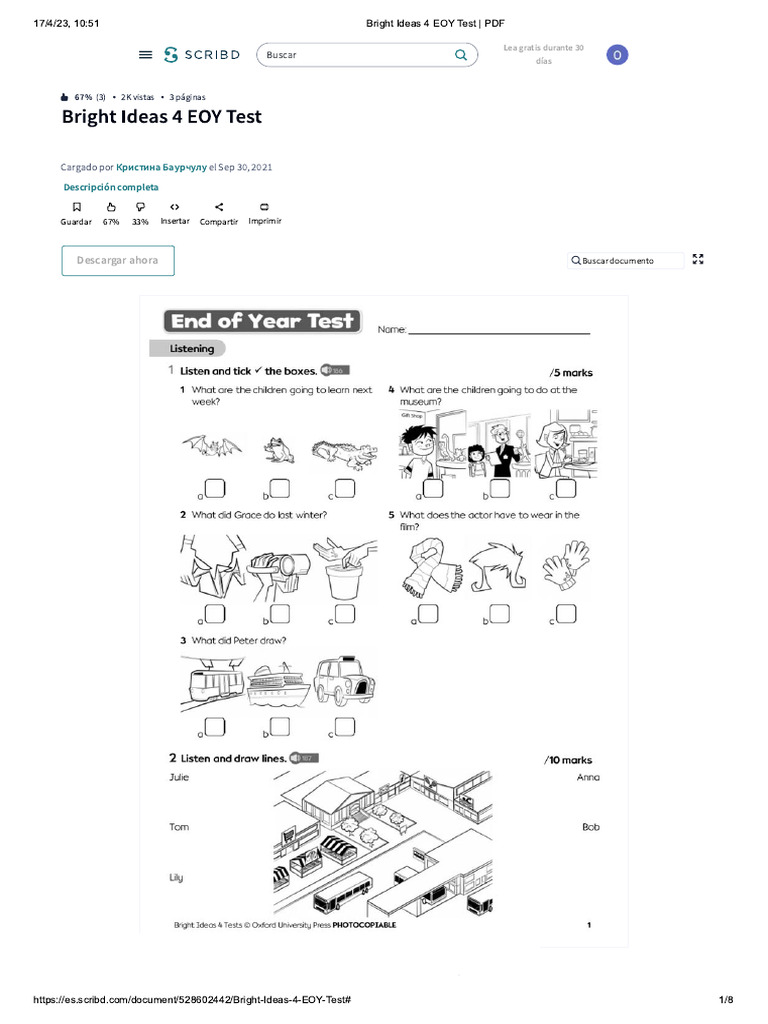 Bright Ideas 4 EOY Test | PDF