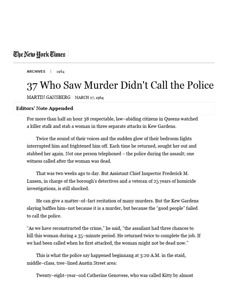 Gansberg+ +37+Who+Saw+Murder+Didn't+Call+the+Police+ +The+New+York ...